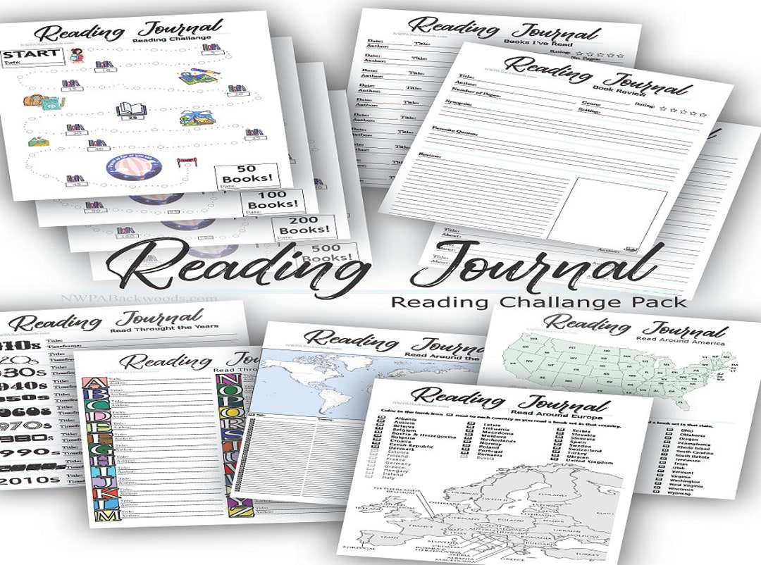 Reading Journal Printable Pages - Goal Sheets With 50, 100, 200 and 500 ...