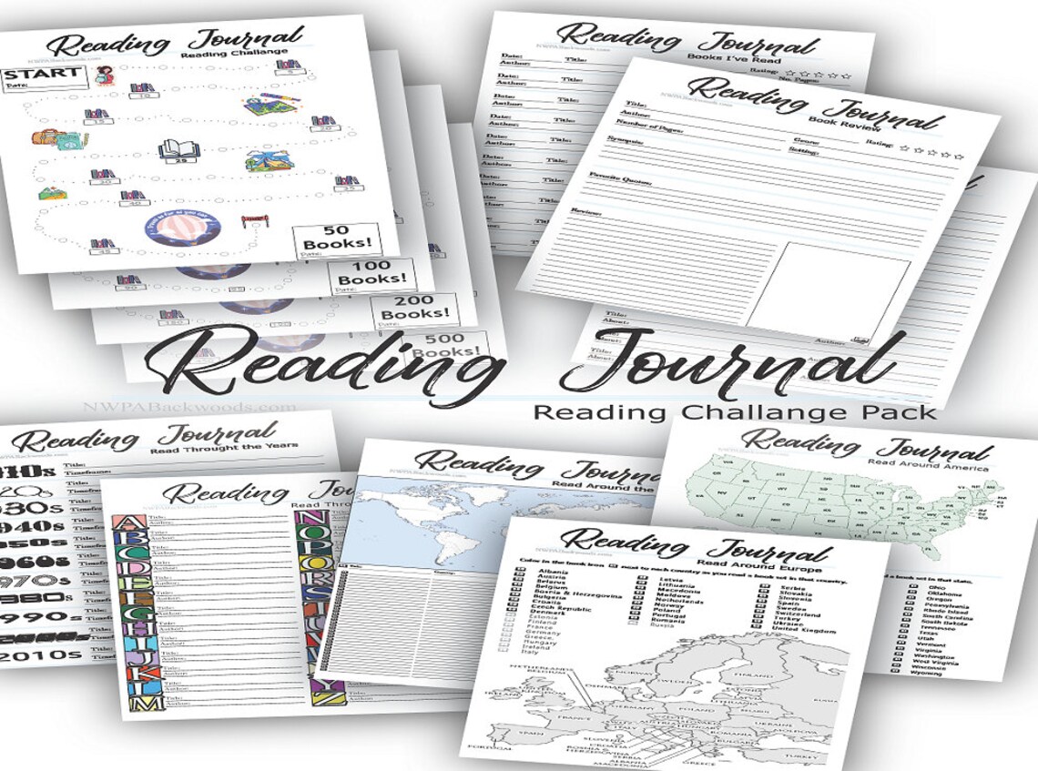 Reading Journal Printable Pages - Goal Sheets With 50, 100, 200 and 500 ...