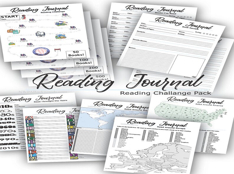 Reading Journal Printable Pages - Goal Sheets With 50, 100, 200 and 500 ...