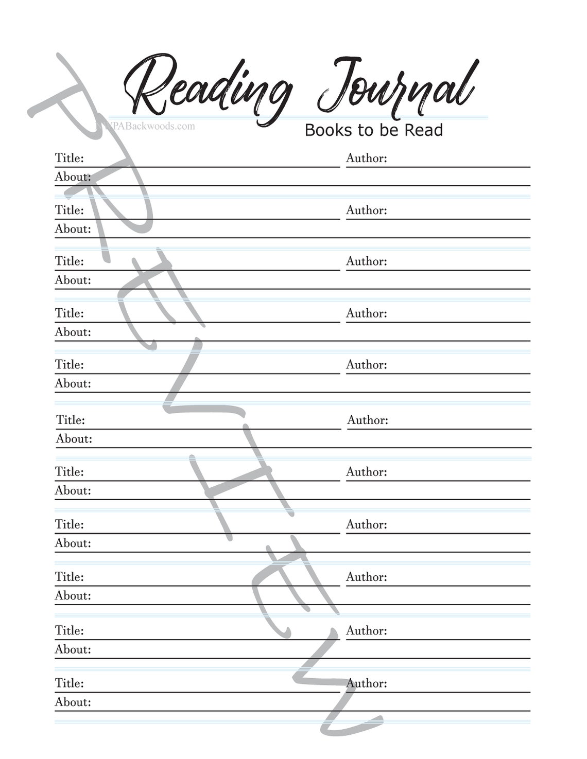 Reading Journal Printable Pages Goal Sheets With 50, 100, 200 and 500 ...