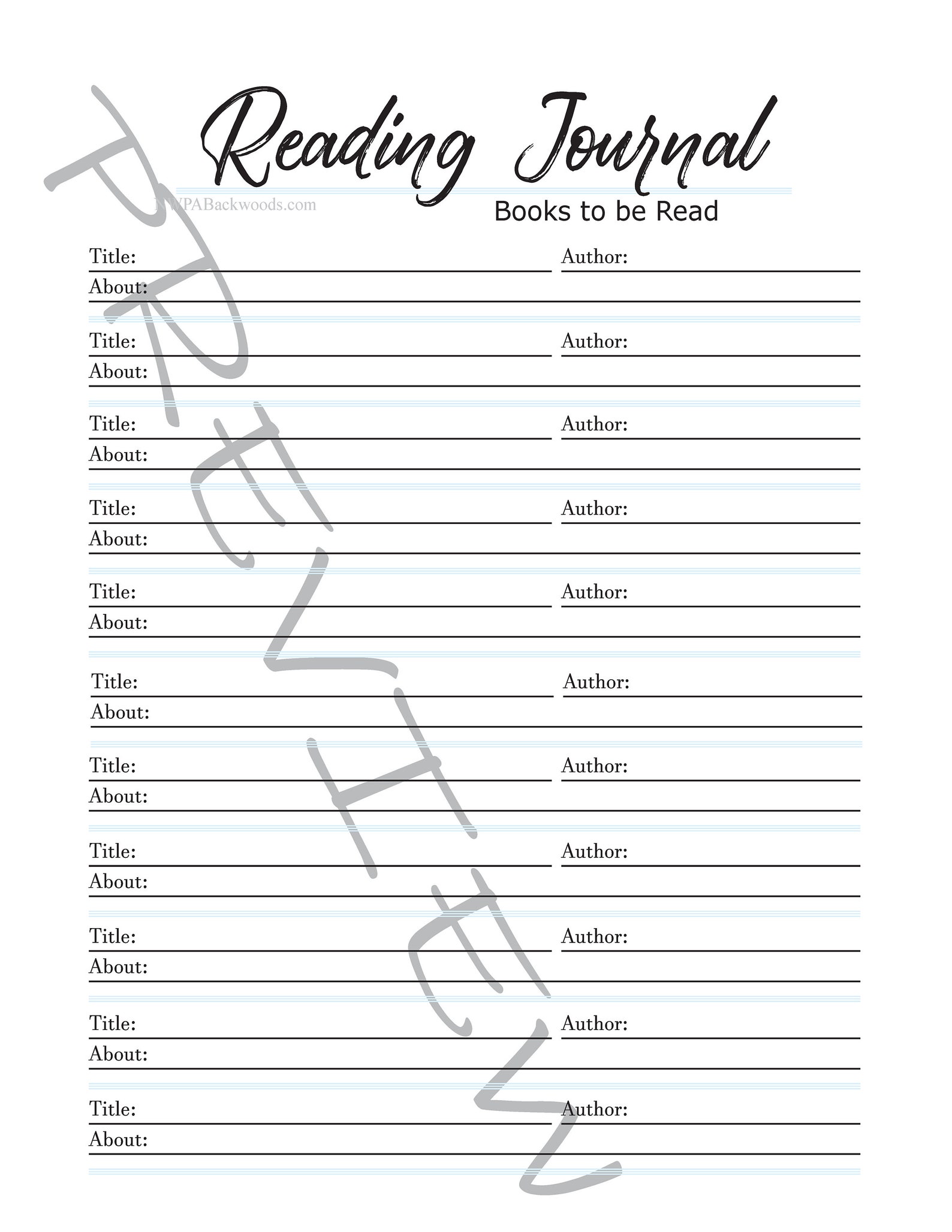 Reading Journal Printable Pages - Goal Sheets With 50, 100, 200 and 500 ...