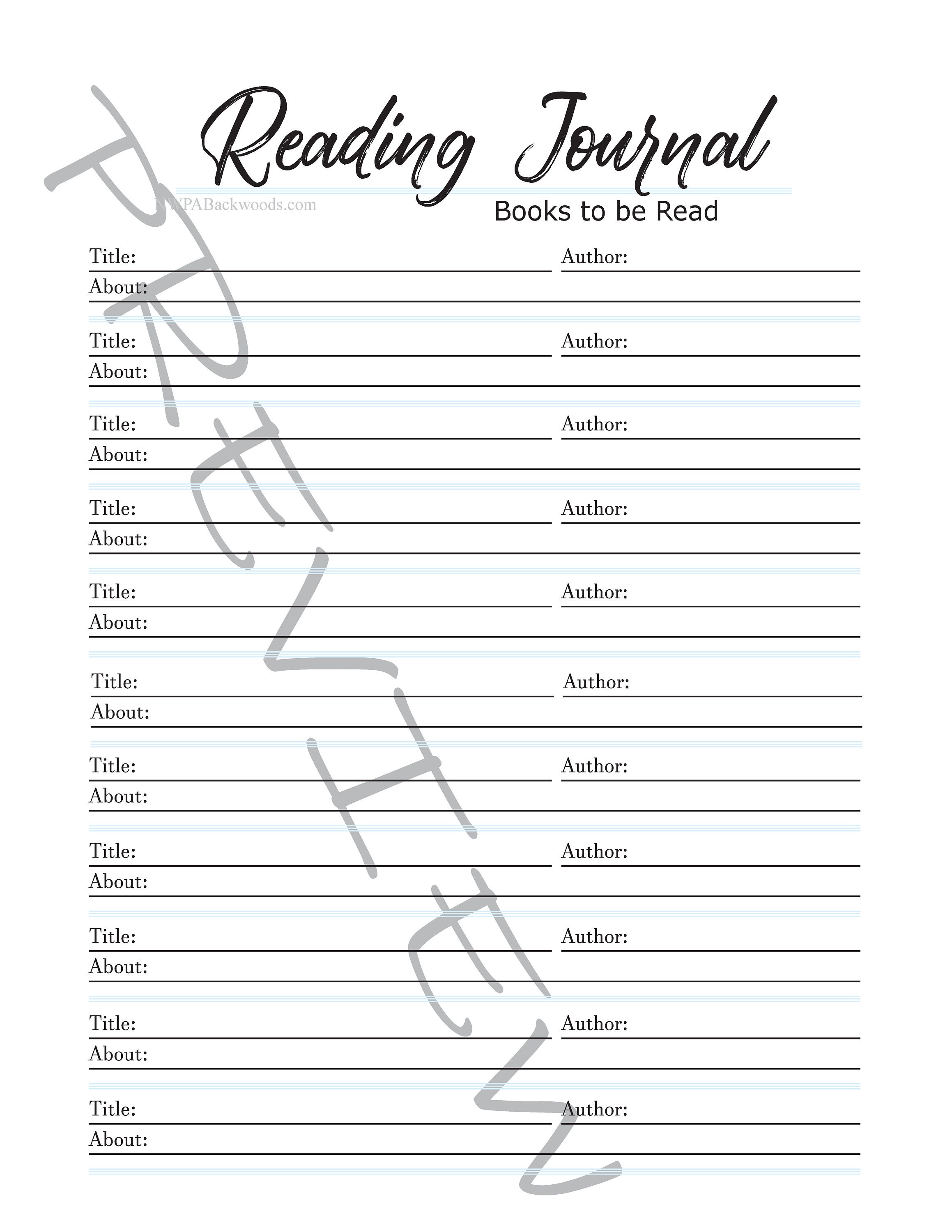 Reading Journal Printable Pages - Goal Sheets With 50, 100, 200 and 500 ...