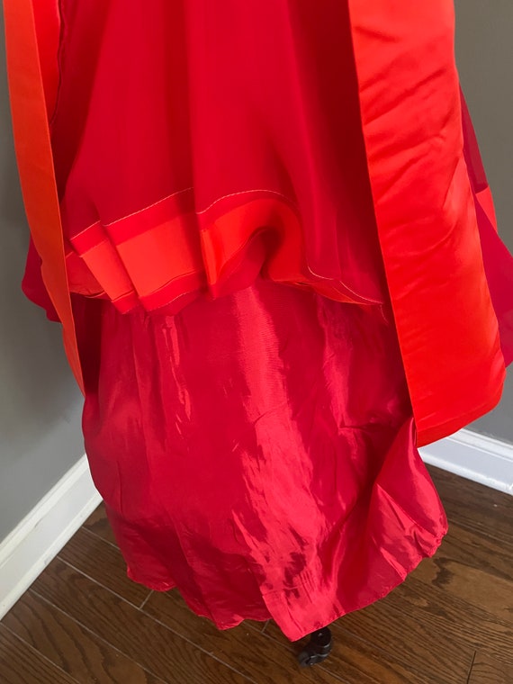 1950s Color Block Chiffon Dress Red - Gem