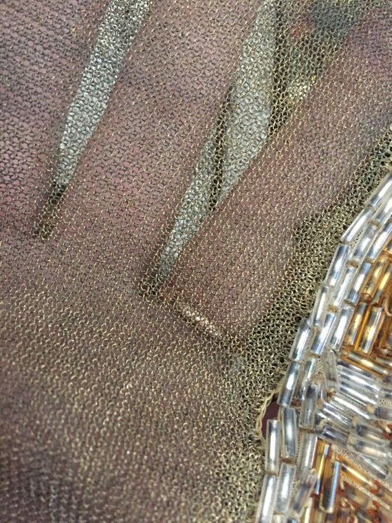 1920's Metallic Mesh and Hand Beaded Skull Cap - Gem