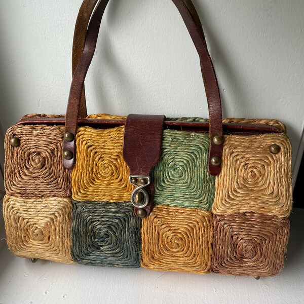 Leather and Straw Handbags - Etsy