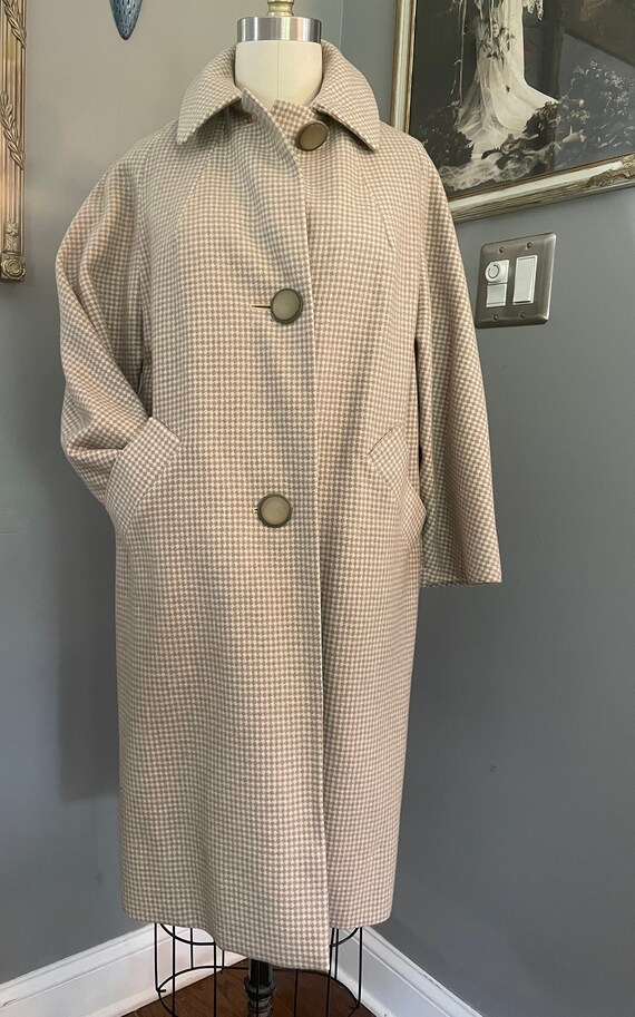 1960s Grey Houndstooth Wool Coay - Gem