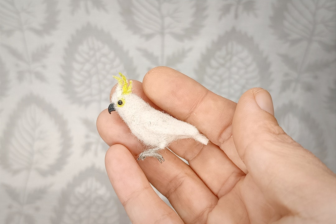 Cockatoo Parrot Miniature, Felted Mini Bird, Collectible Dollhouse ...