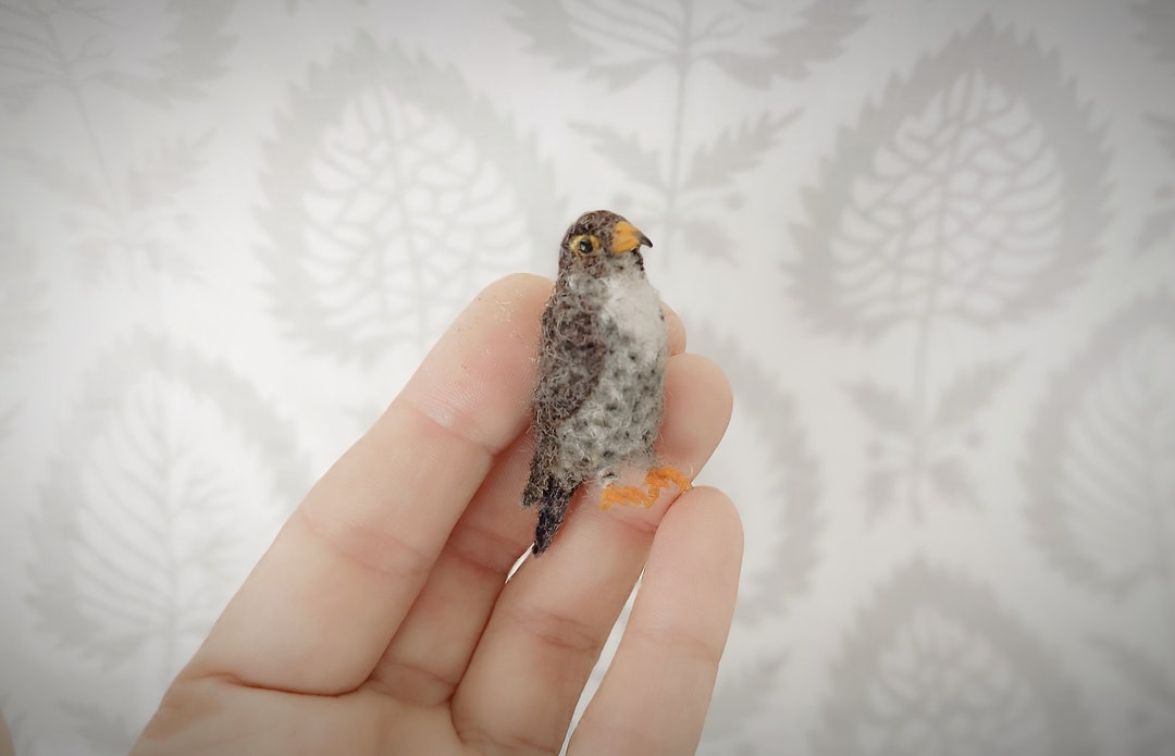 Falcon Tiny Needle Felted Miniature, Bird Dollhouse Miniature, Bird ...