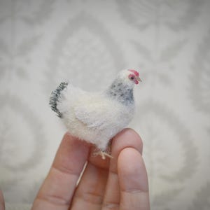 White Hen – Needle Felted Miniature Chicken – Handmade Wool Farm Animal ...