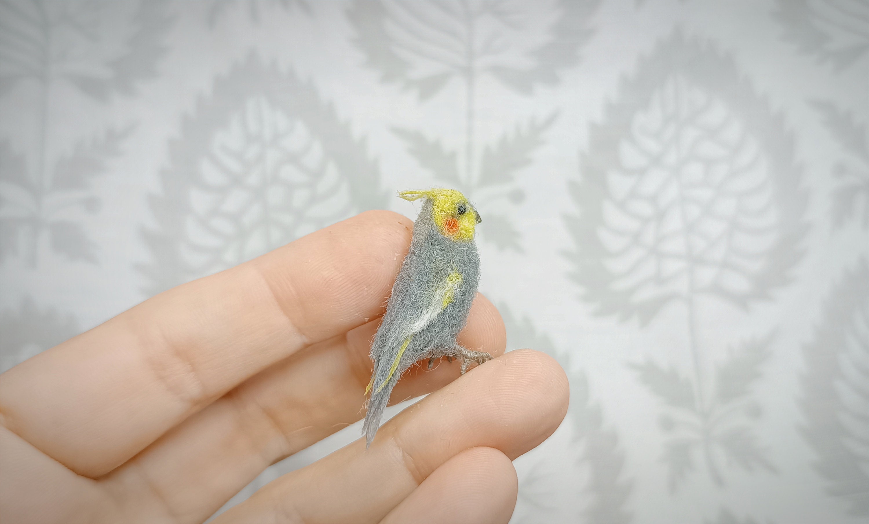 Corella Parrot Miniature, Felted Mini Bird, Collectible Dollhouse ...