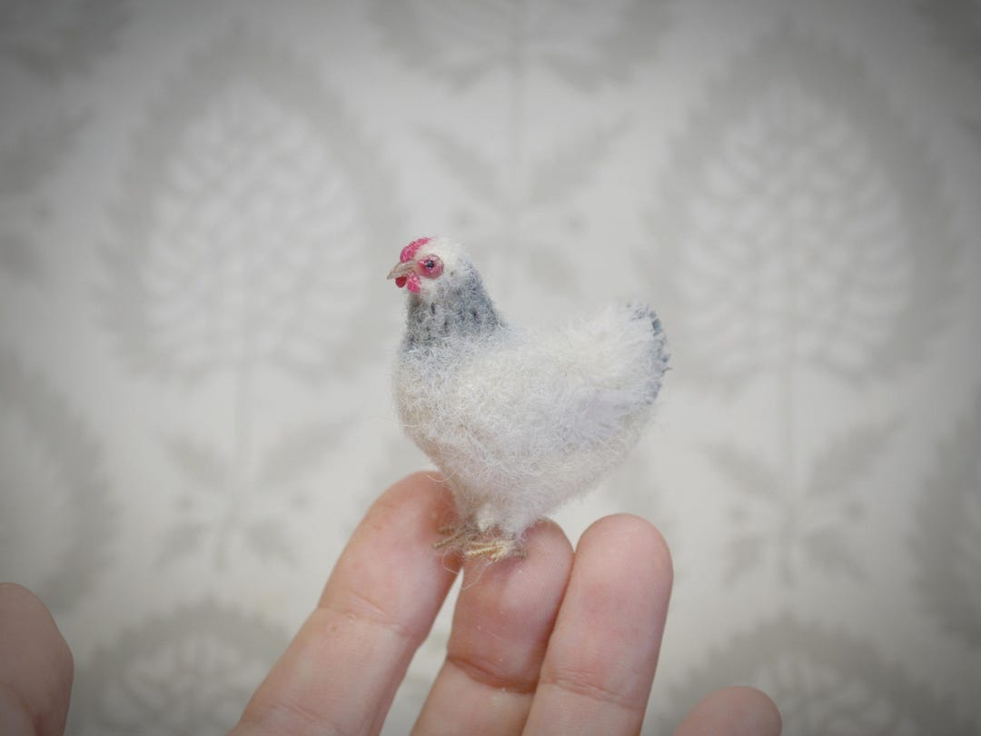 White Hen – Needle Felted Miniature Chicken – Handmade Wool Farm Animal ...