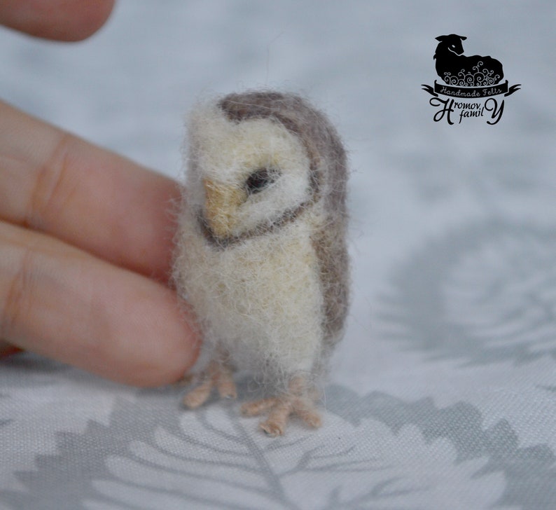 Owl Tiny Needle Felted Bird Owl Dollhouse Miniature Owl - Etsy