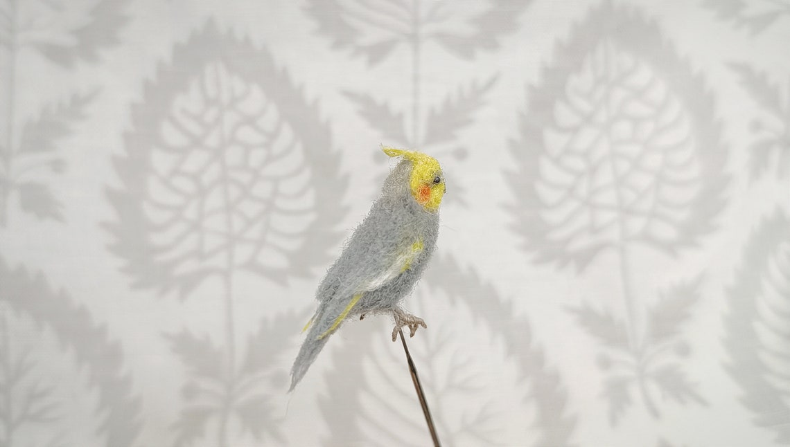 Corella Parrot Miniature, Felted Mini Bird, Collectible Dollhouse ...