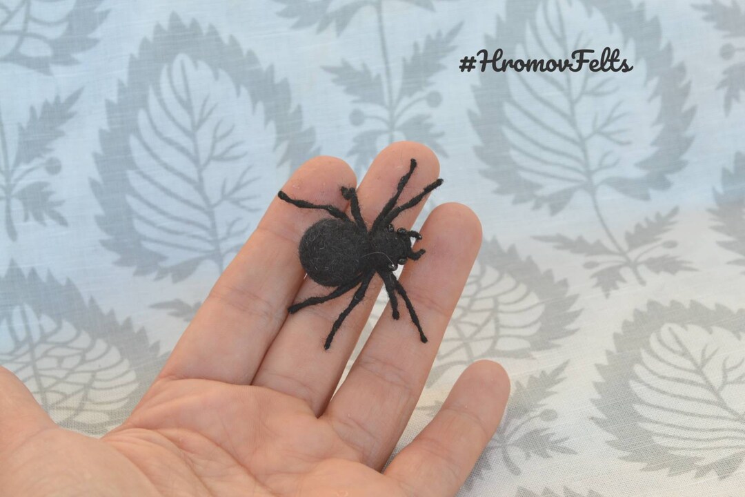 Black Spider – Needle Felted Miniature Wool Insect – Tiny Felted ...