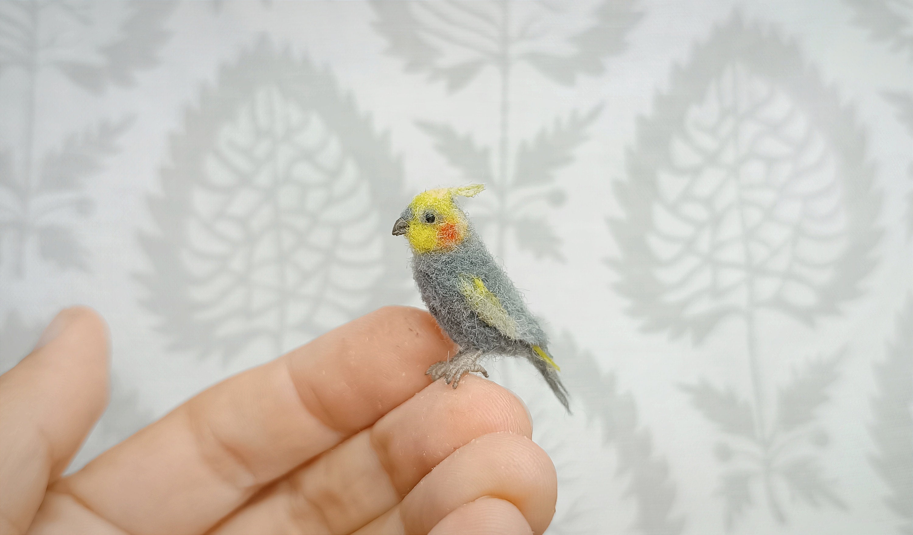 Corella Parrot Miniature, Felted Mini Bird, Collectible Dollhouse ...