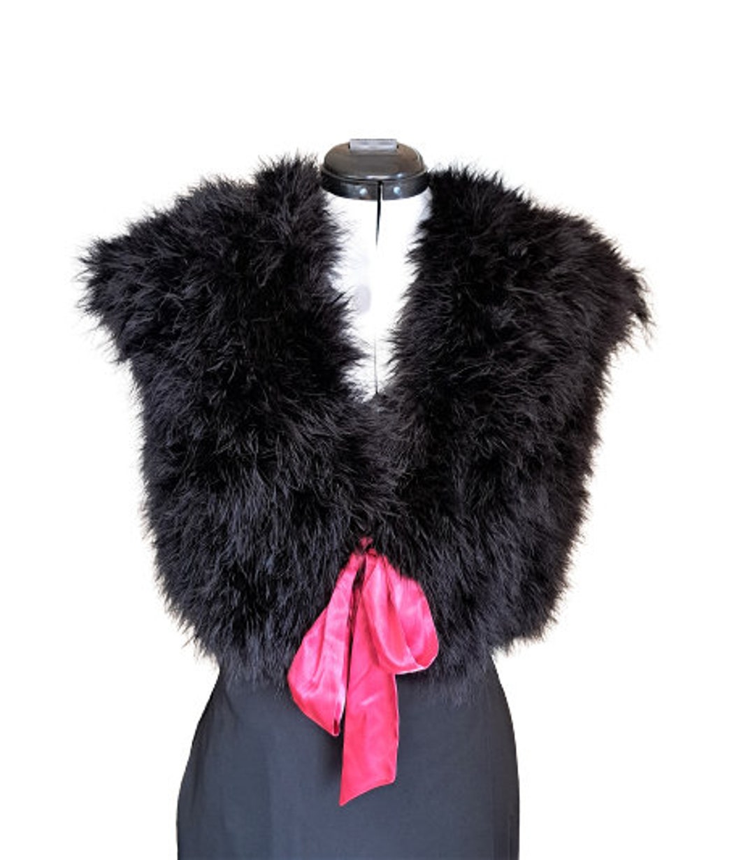 90s Vintage Black Feather Bolero Feather Vest Medium Large Real Feather ...