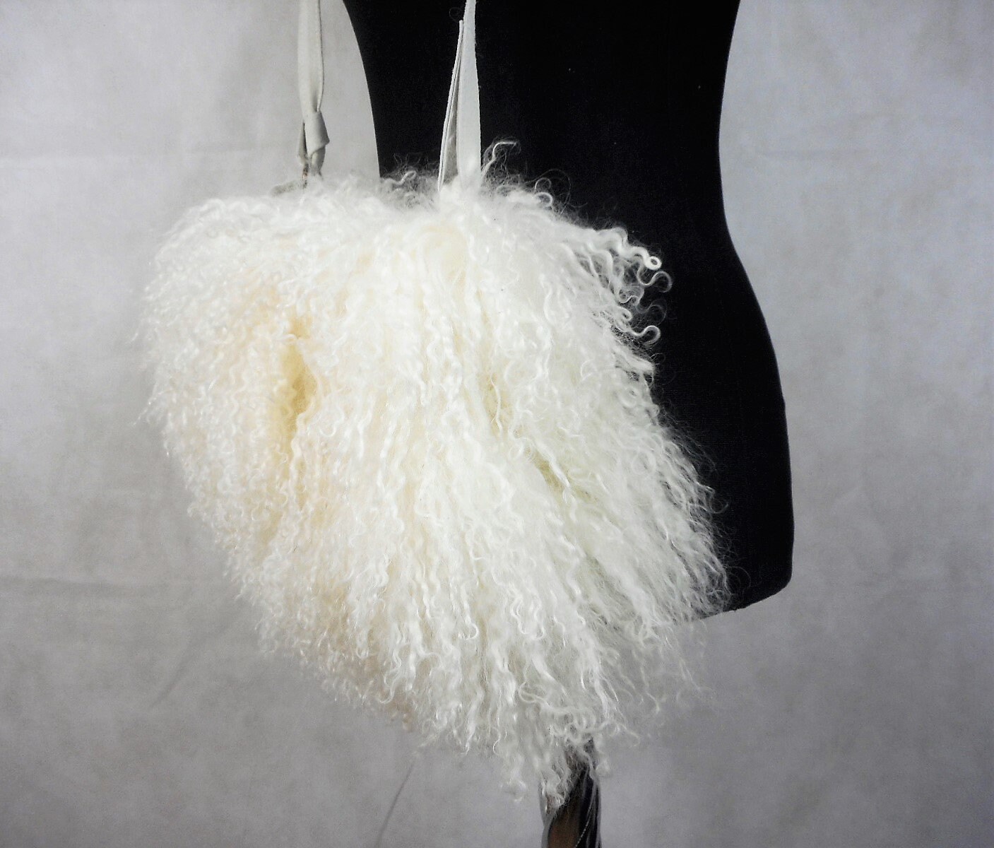 White Mongolian Lamb Fur Muff Real Fur Muff With Neck Strap | Etsy