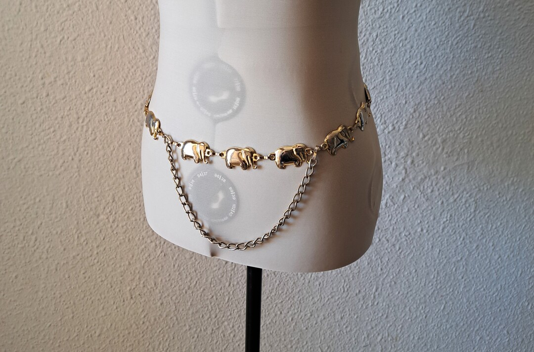 Vintage Gold Tone Small Elephant Belt Classic Statement Fashion ...