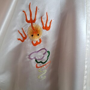 Vintage Hand Embroidered Dragon Robe Golden Dragon Chinese White Silk ...