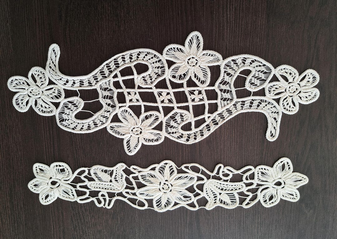 Set Two Romanian Point Lace Hand Crochet Table Runners/ Doilies With ...