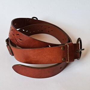 Max Mara Weekend Vintage Brown Leather Floral Perforated Belt Size L - Etsy