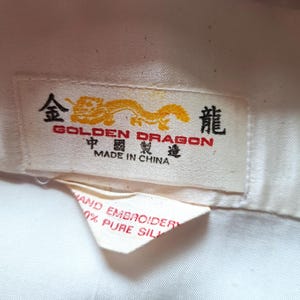 Vintage Hand Embroidered Dragon Robe Golden Dragon Chinese White Silk ...