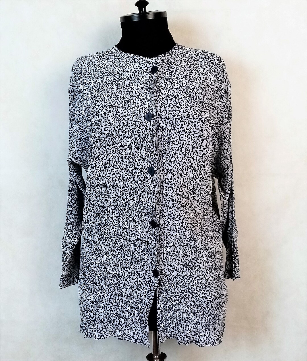 Vintage 80s Etienne Aigner Blue White Tiny Floral Shirt Etienne Aigner ...