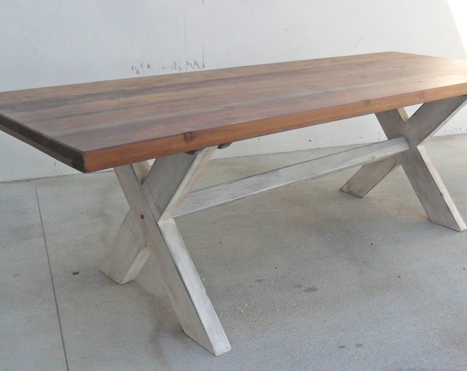 Dining Table, 8 Ft Table, Trestle Table, Reclaimed Wood, Rustic ...