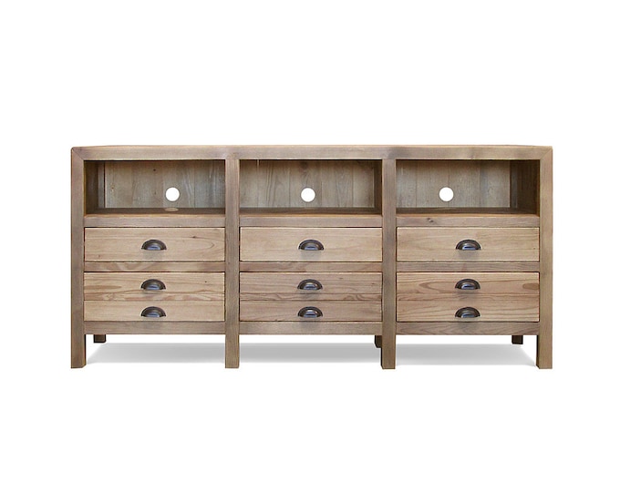 60 70 Media Console, TV Stand, Entertainment Cabinet, Rustic, Reclaimed ...