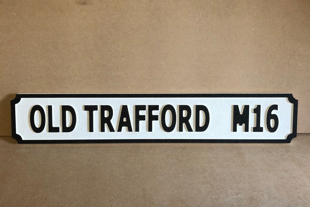 Old Trafford M16 - Football Club Street Sign- Wall Art - Personalized ...