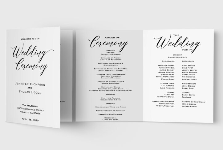DIY Folded Printable Wedding Program Template Instant - Etsy