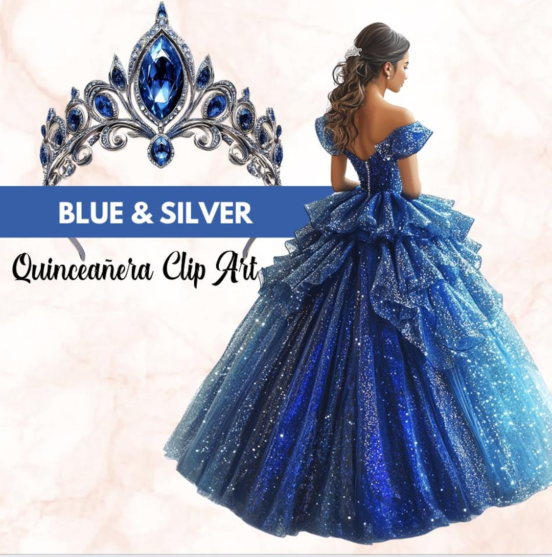 Blue and Silver Quinceañera Clip Art -- Elegant Mis Quince Años Images ...