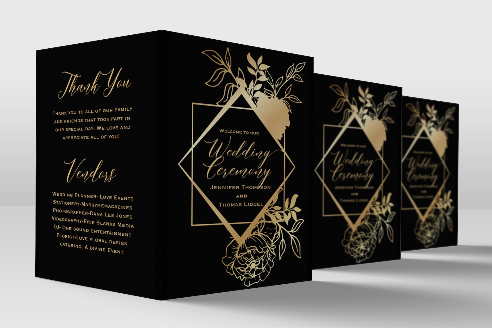 Wedding Program Template-black and Gold - Etsy