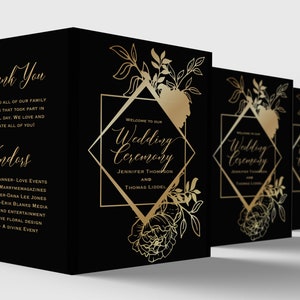 Wedding Program Template-black and Gold - Etsy