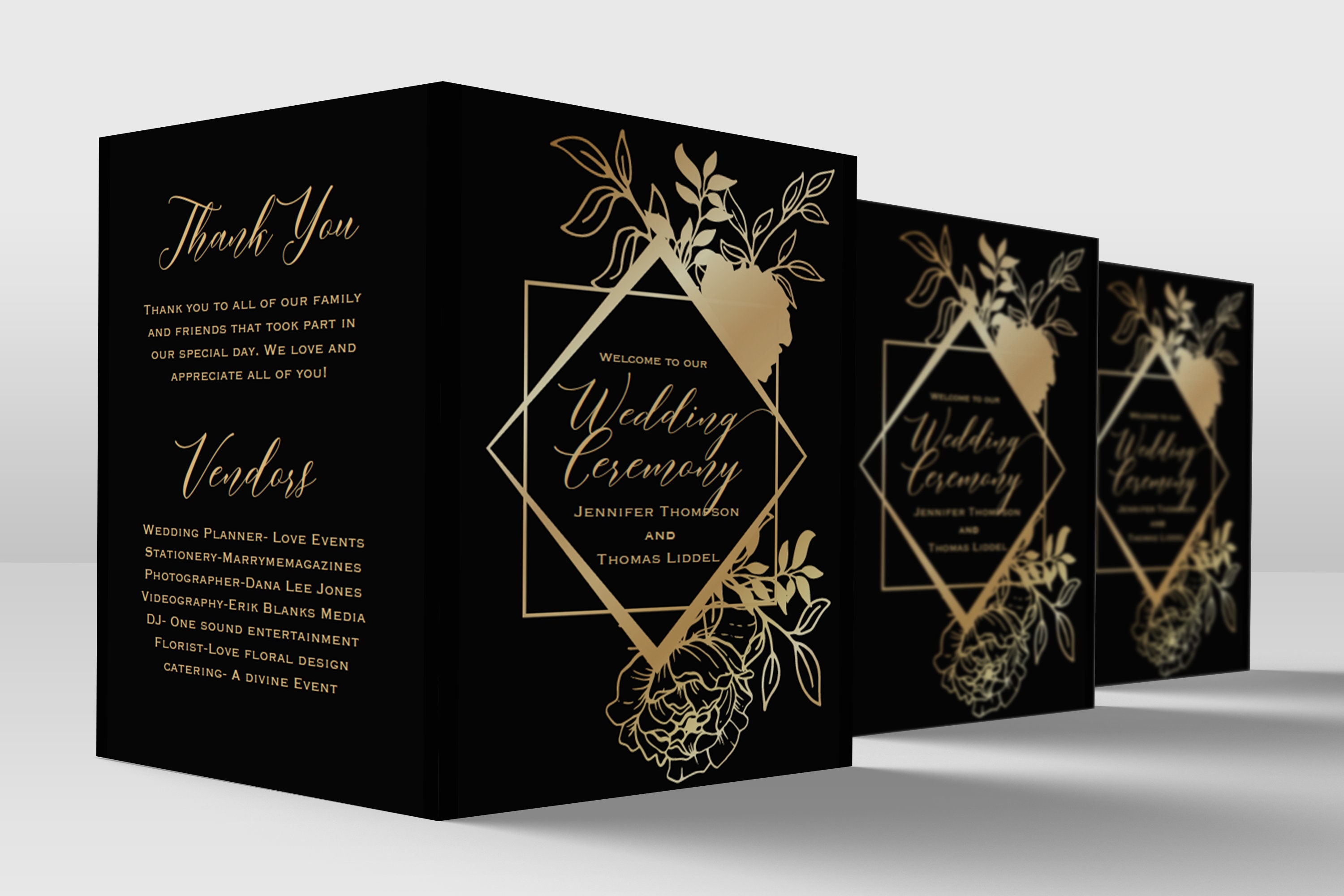 Wedding Program Template-black and Gold - Etsy