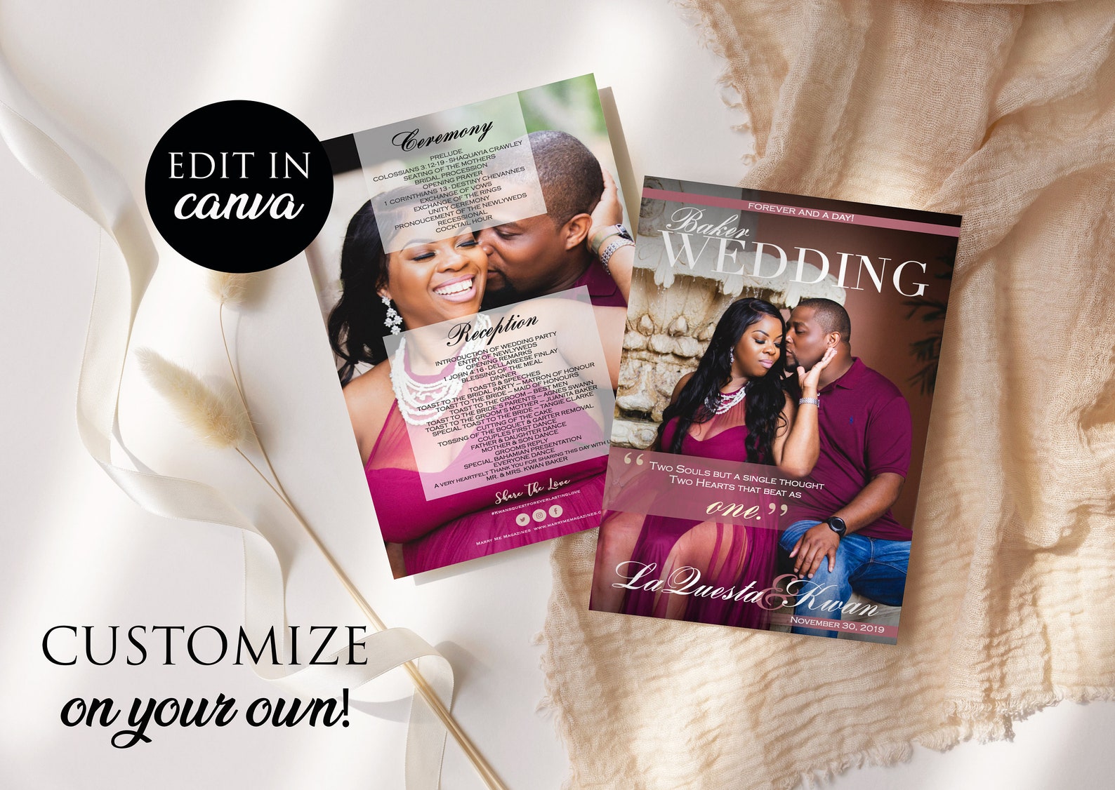 Wedding Magazine Program Custom Wedding Magazine Instant - Etsy