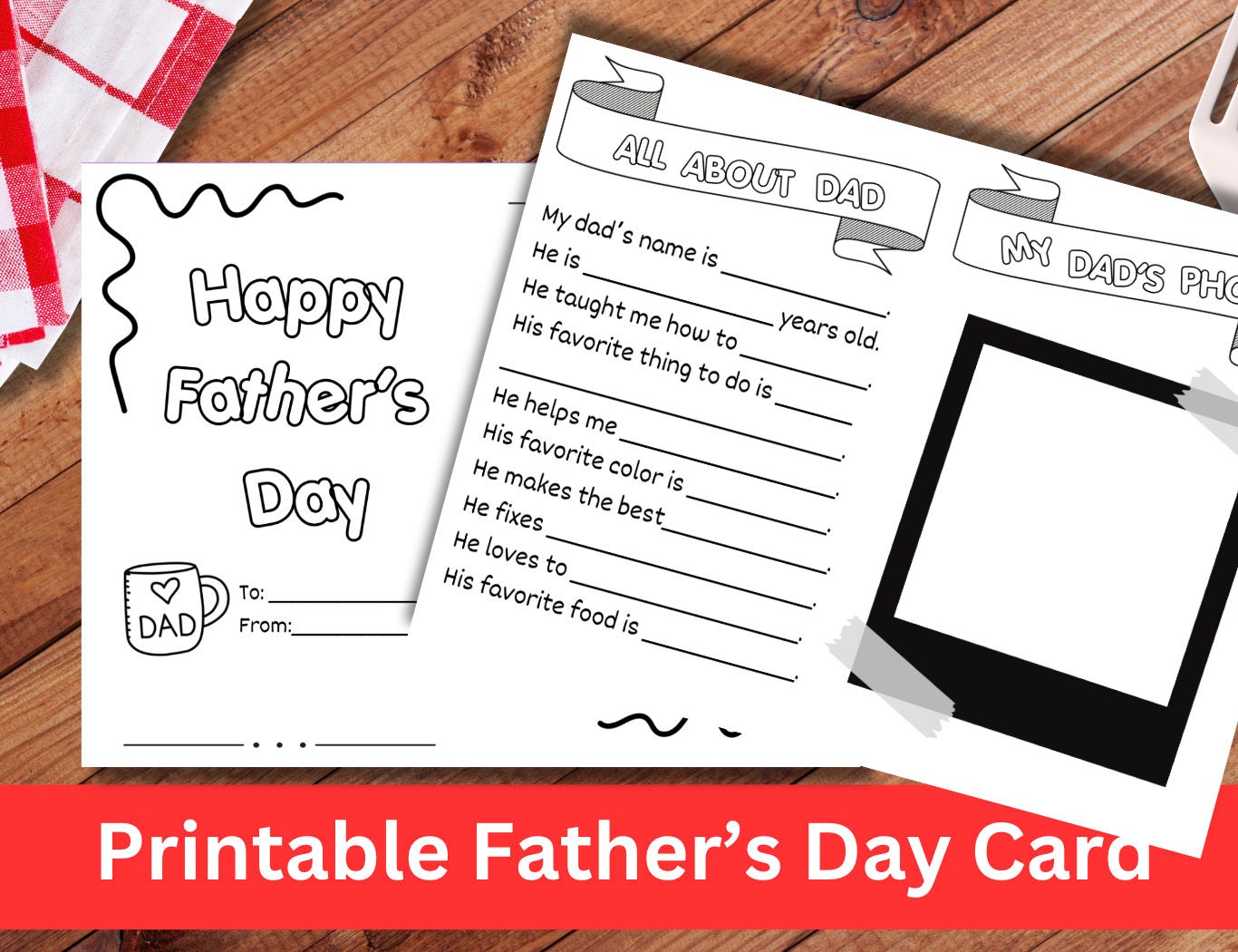 Editable Fathers Day Card, All About My Dad Printable Card, Kids ...