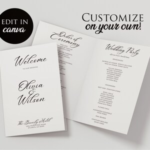 Folding Wedding Program Template, Modern Elegance, Elegant Wedding ...