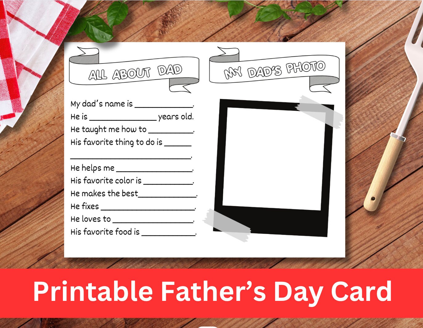 Editable Fathers Day Card, All About My Dad Printable Card, Kids ...