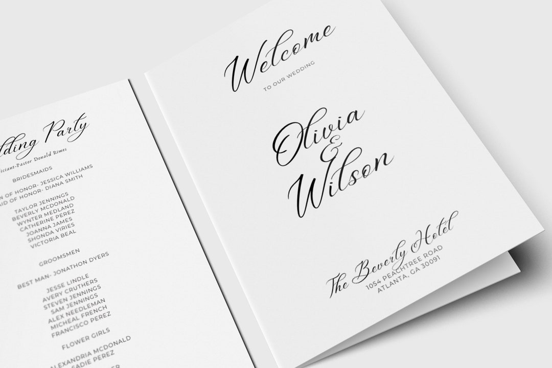 Folding Wedding Program Template, Modern Elegance, Elegant Wedding ...