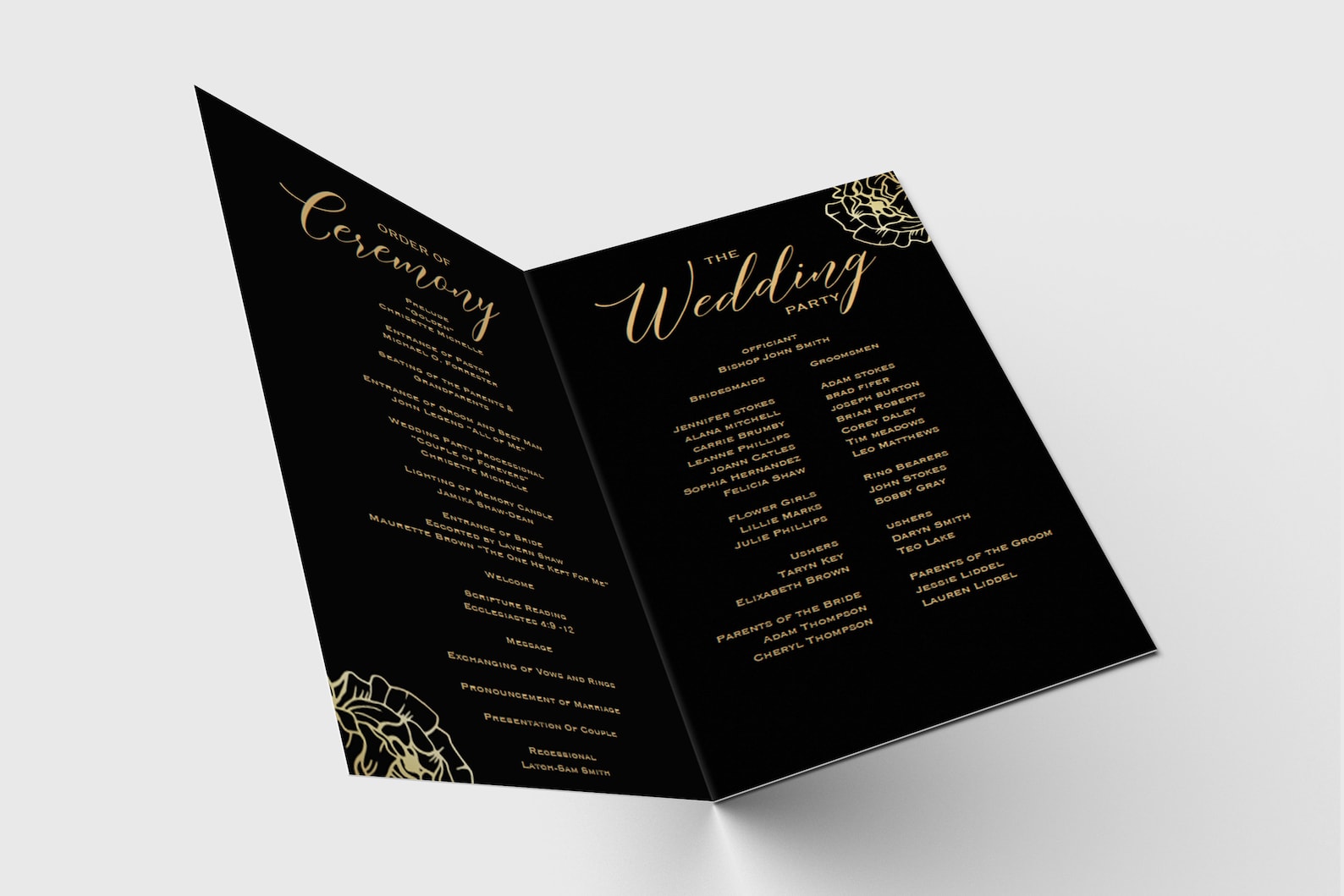 Wedding Program Template-black and Gold - Etsy