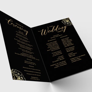 Wedding Program Template-black and Gold - Etsy