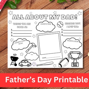 Editable Fathers Day Printable, All About My Dad Printable, Kids ...
