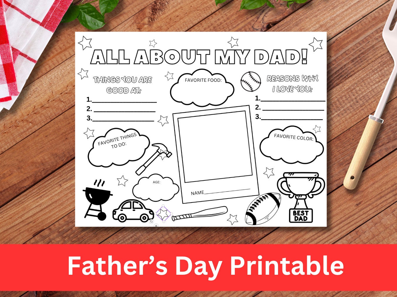 Editable Fathers Day Printable, All About My Dad Printable, Kids ...