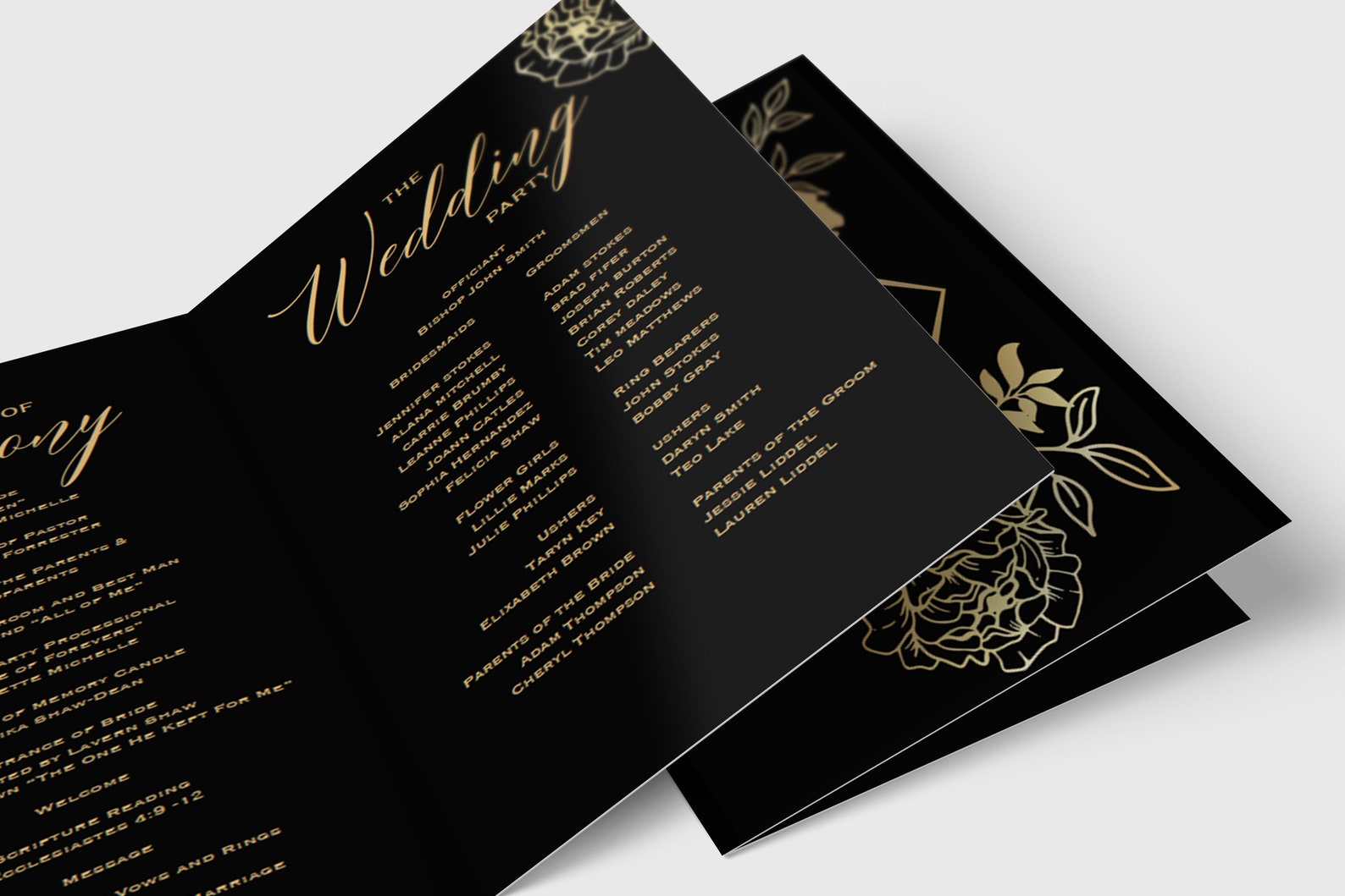 Wedding Program Template-black and Gold - Etsy