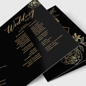Wedding Program Template-black and Gold - Etsy