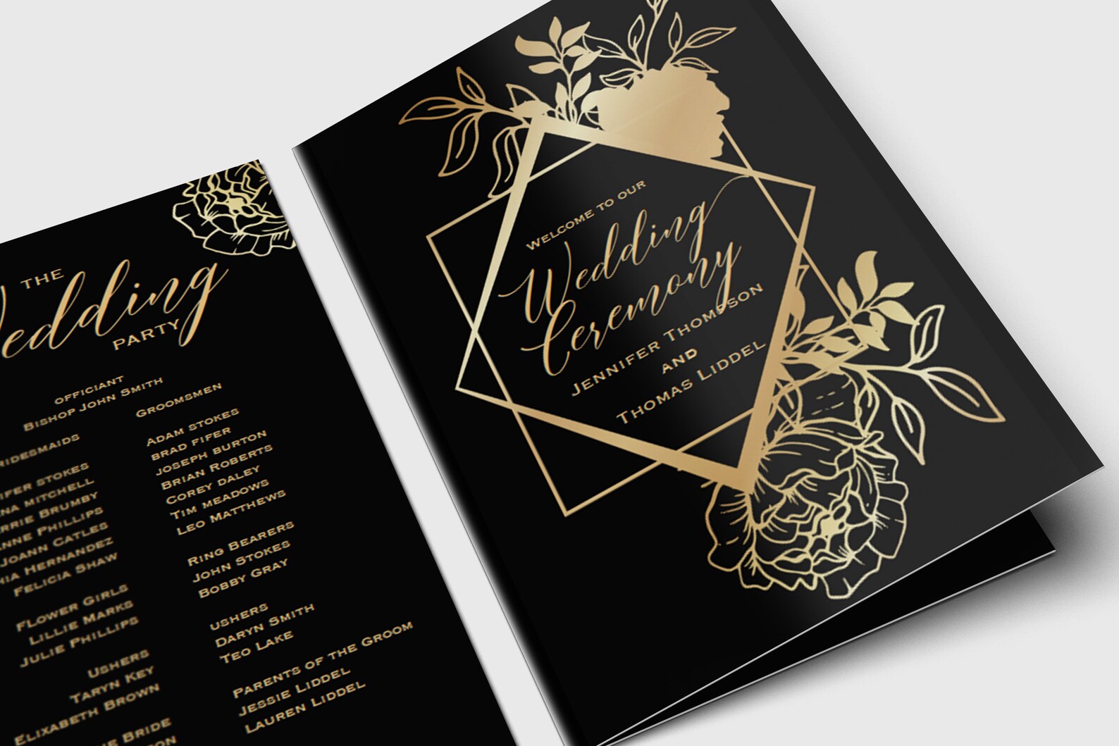 Wedding Program Template-black and Gold - Etsy