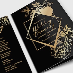 Wedding Program Template-black and Gold - Etsy