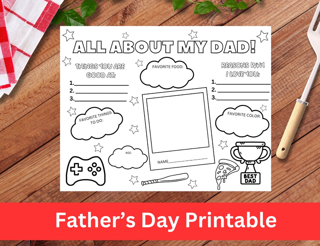 Editable Fathers Day Printable, All About My Dad Printable, Kids ...