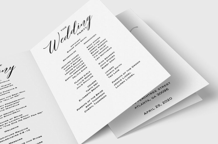 DIY Folded Printable Wedding Program Template Instant - Etsy